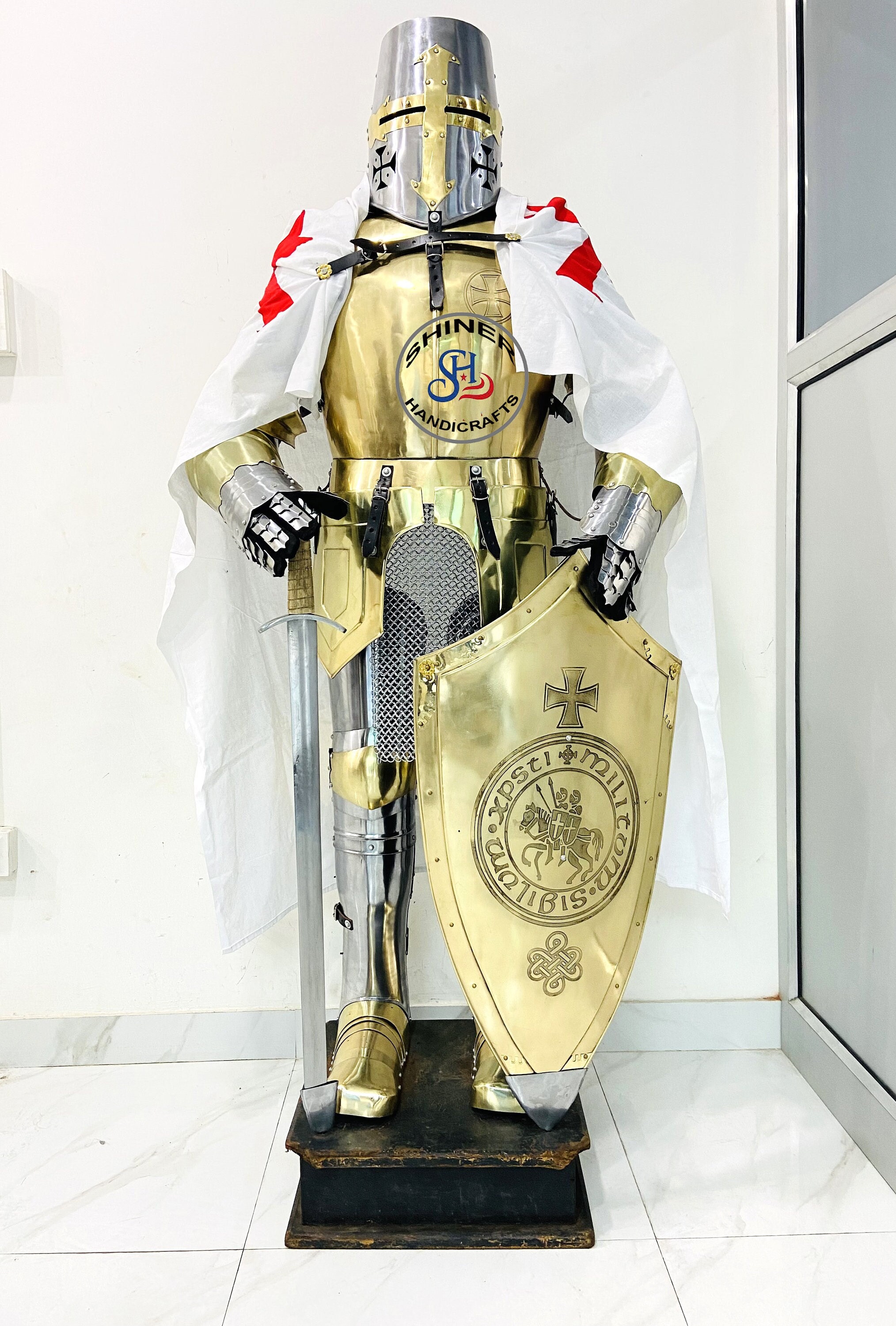 Medieval Steel Templar Armor Suit Knight Crusader Combat Full Body ...