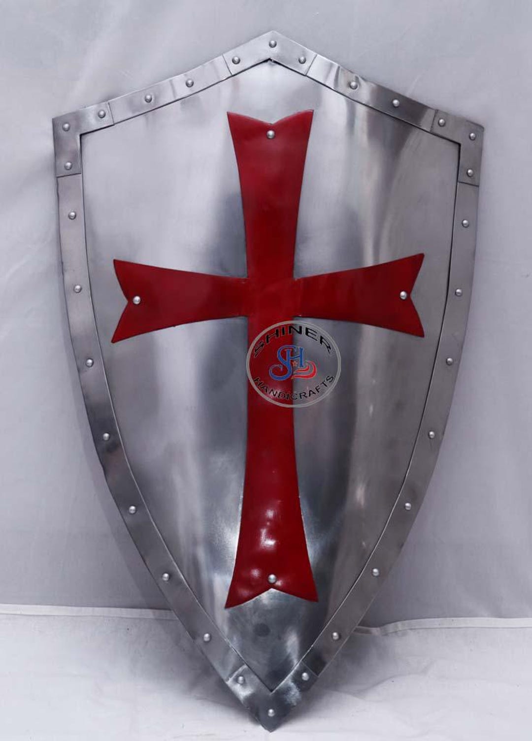 Medieval Knight Templar Shield Red Cross Viking Battle Ready Crusader ...