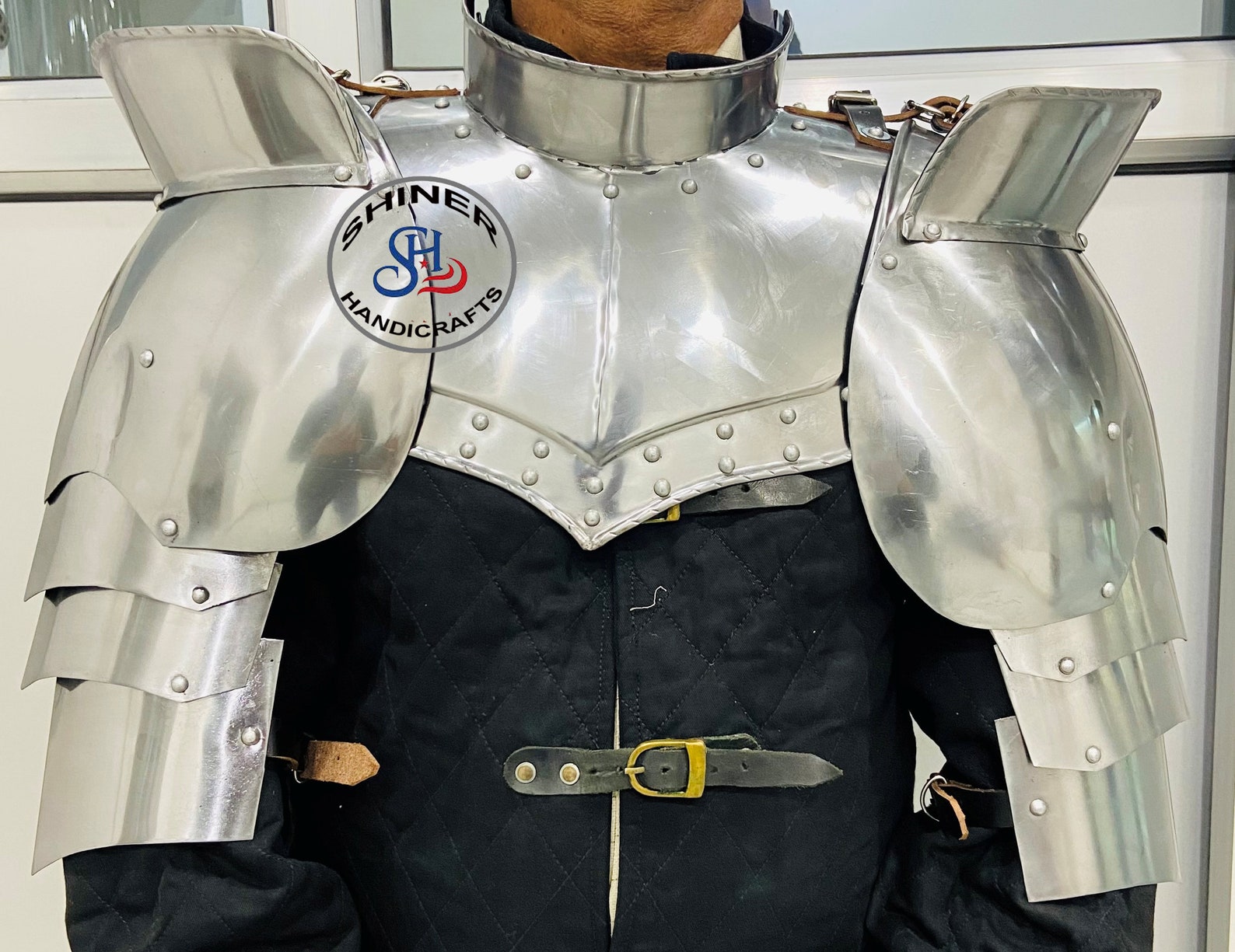 Medieval Steel Gothic Neck Guard Shoulder Armour With Pauldrons Larp ...