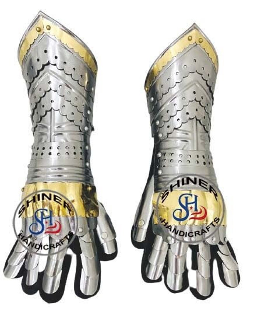 Gothic Gloves Medieval Pair Brass Accents Gloves Roman Hand Gauntlets ...