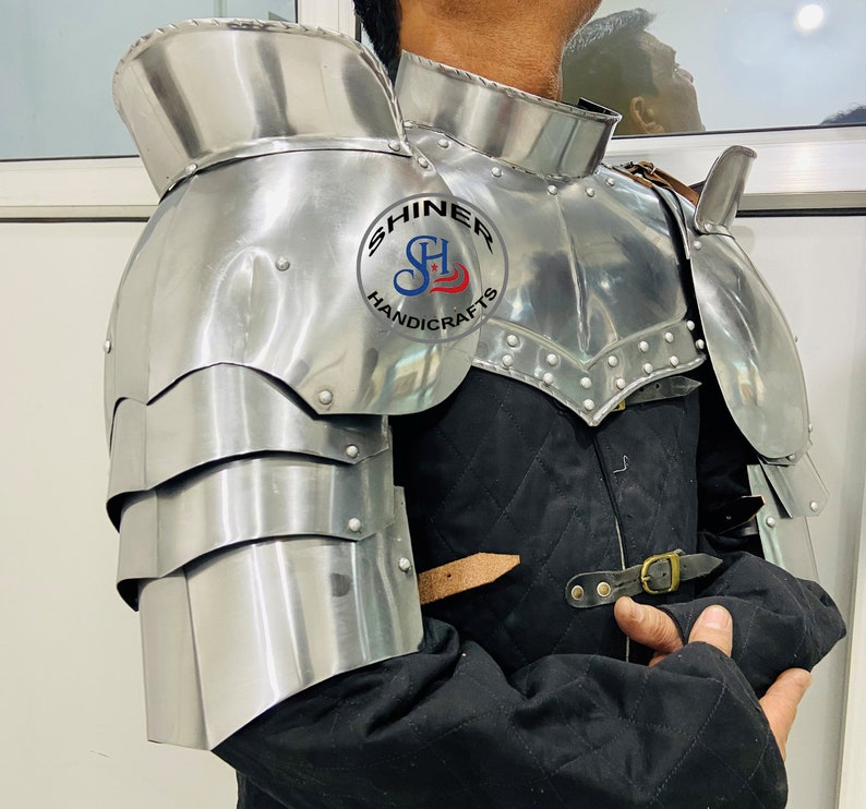 Medieval Steel Gothic Neck Guard Shoulder Armour With Pauldrons Larp ...