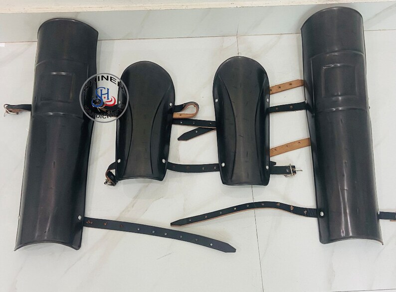 Medieval Black Spartan Leg Arm Guard Armor Steel 300 Movie Shin Guard ...