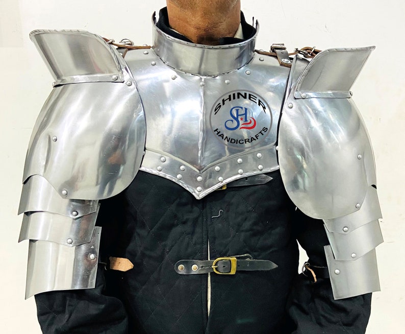 Medieval Steel Gothic Neck Guard Shoulder Armour With Pauldrons Larp ...