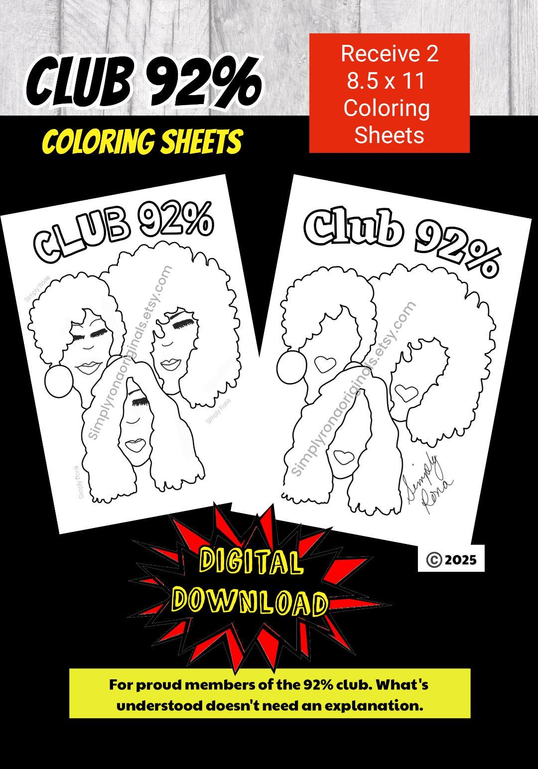 Club 92% Coloring Pages - Etsy