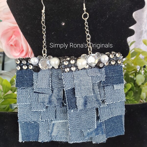 Denim Earrings - Etsy