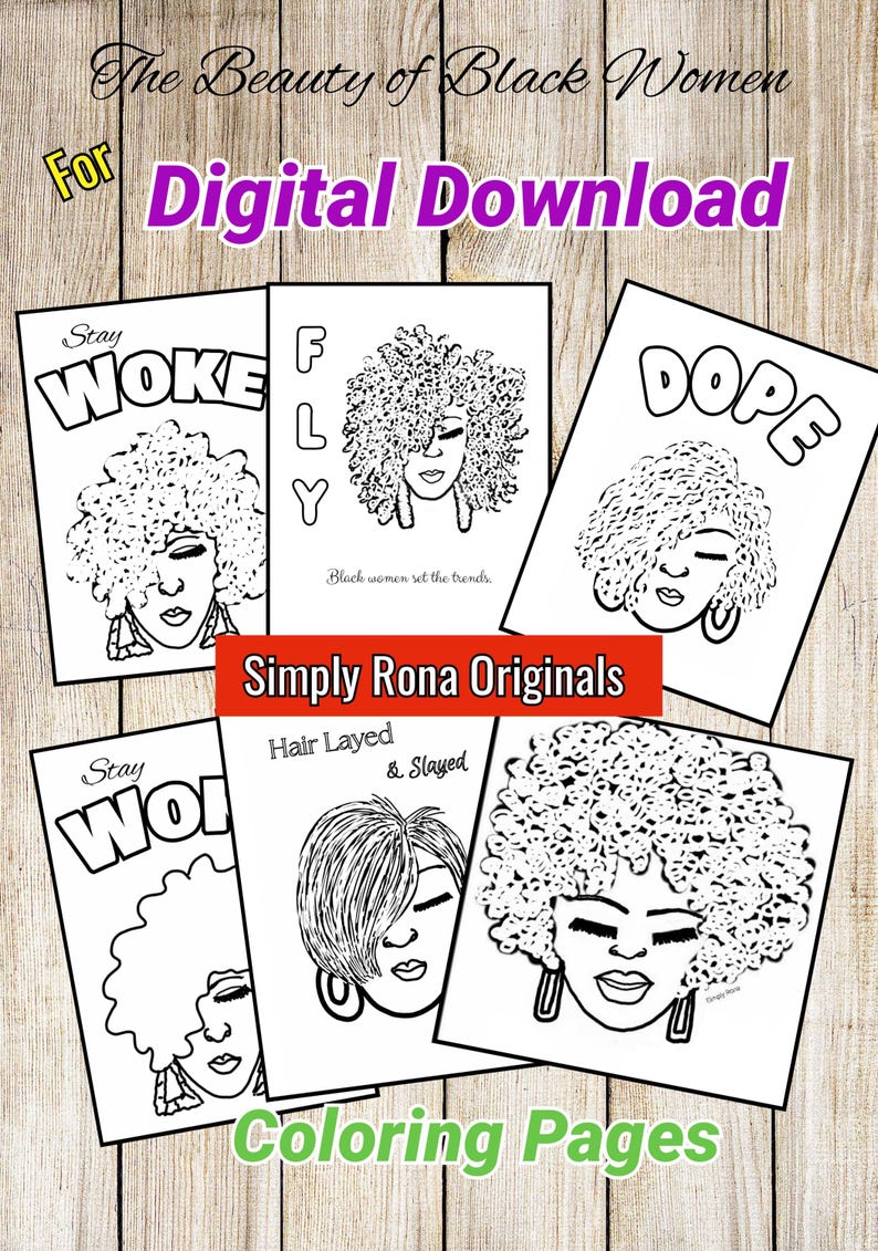 Beauty of Black Women Coloring Pages - Etsy