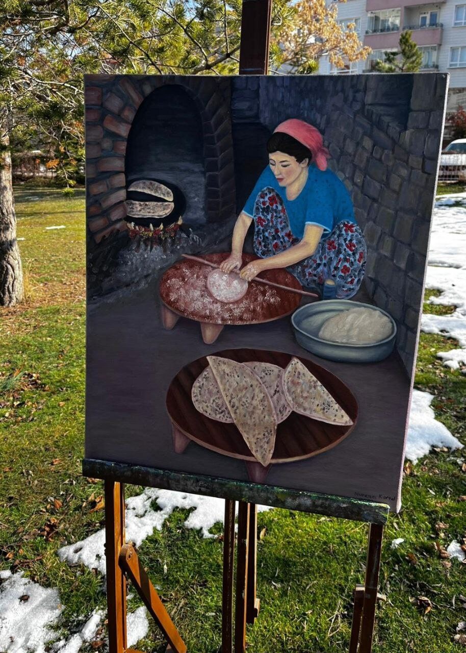 Traditional Turkish Women/ Oil Painting on Canvas/ Turkish Bread Making ...