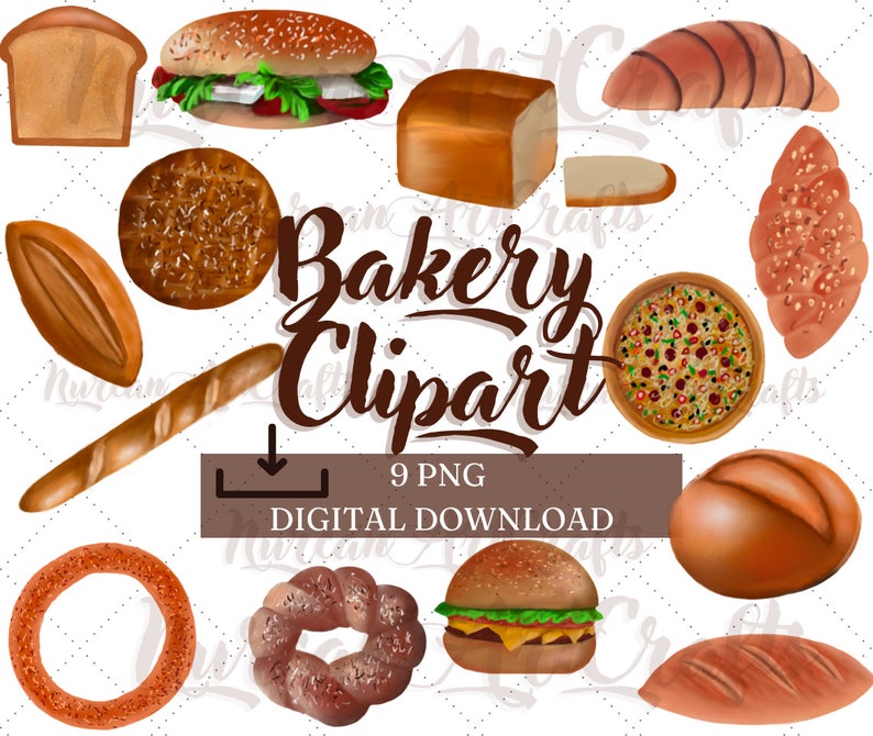 Bakery Clip Art Instant Download Clipart Illustrations Bread - Etsy