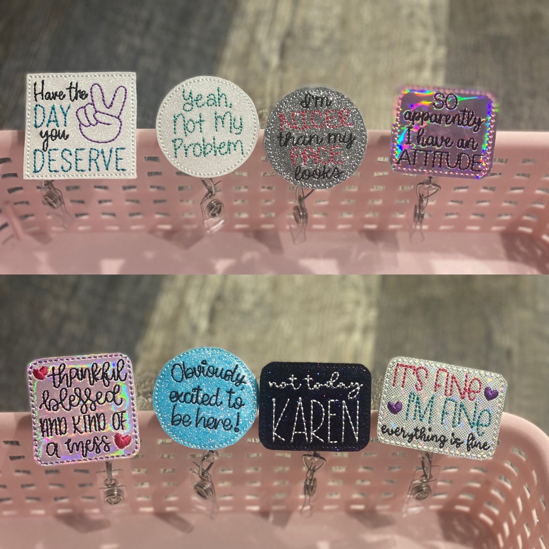 Badge Reel With Velcro Interchangeable Topper, Medical Badge, Funny ...