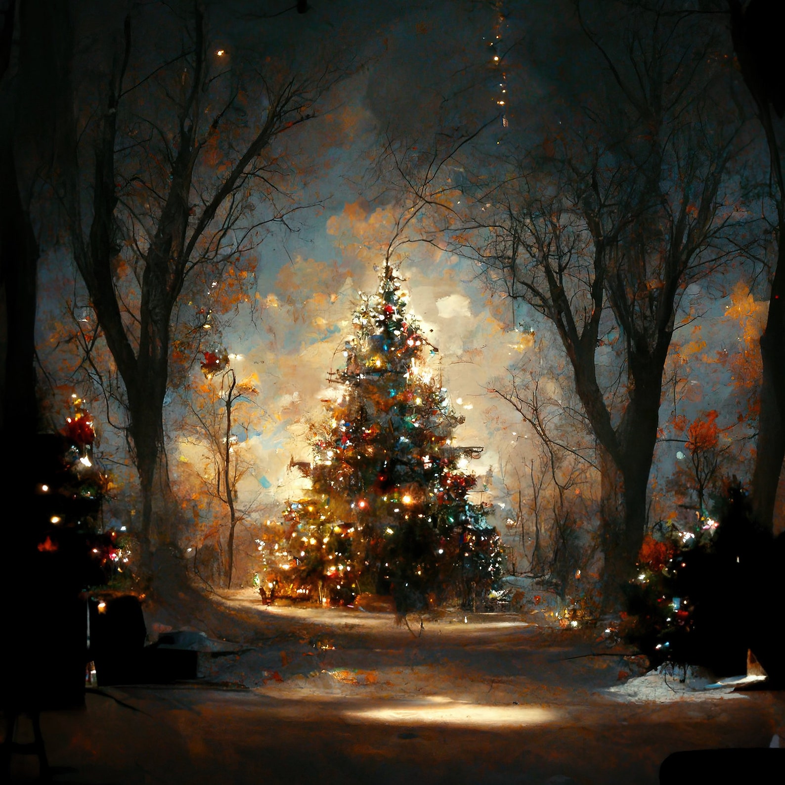 Cristmas Painting Christmas Vintage Illustration for Holiday Wall Art ...