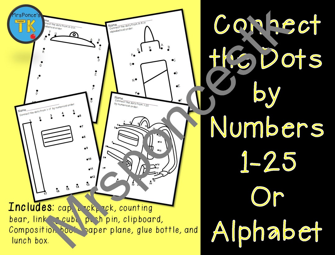 Back to School Connect the Dots - Etsy