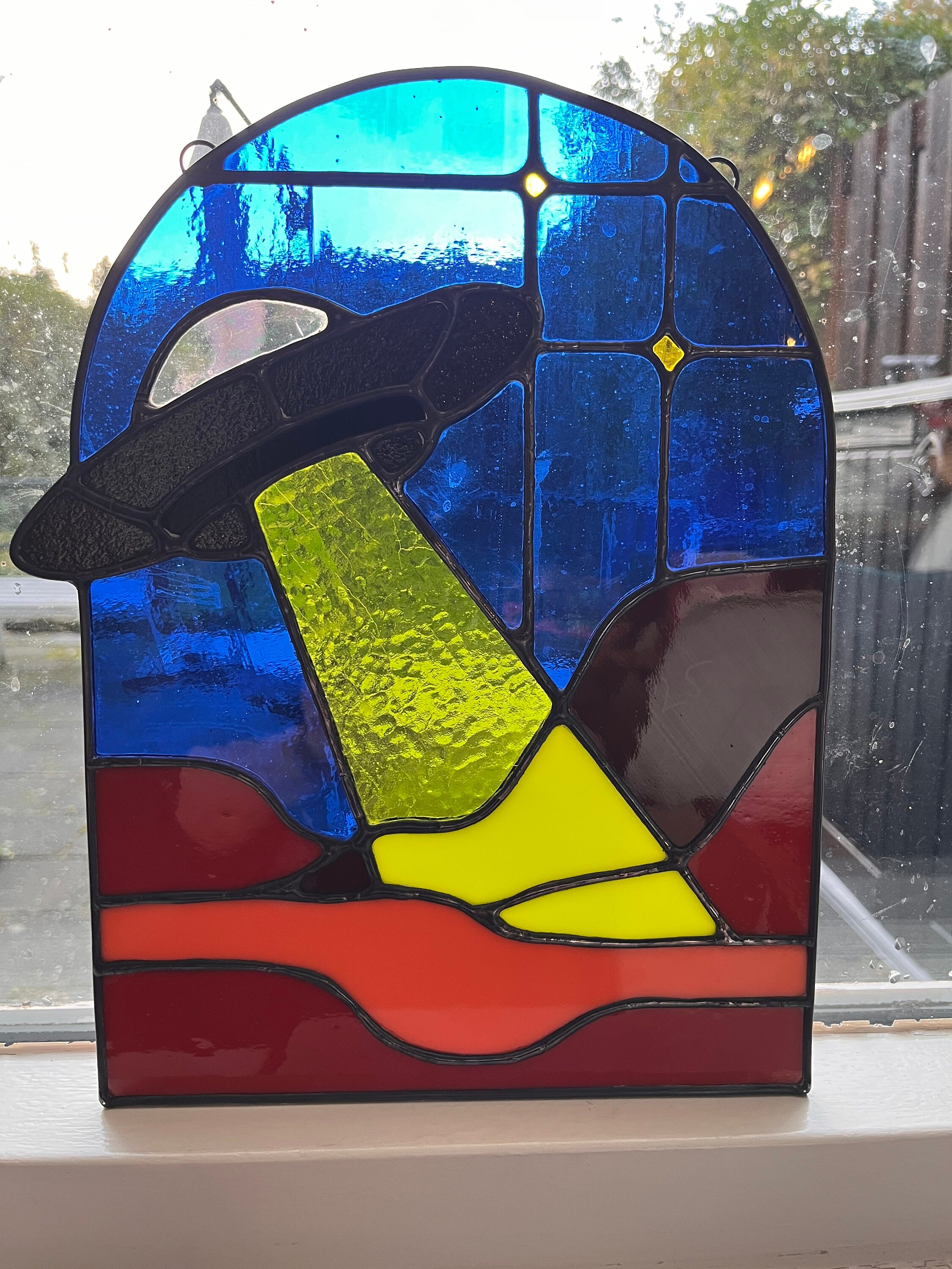 Stained Glass UFO Window Panel Suncatcher - Etsy