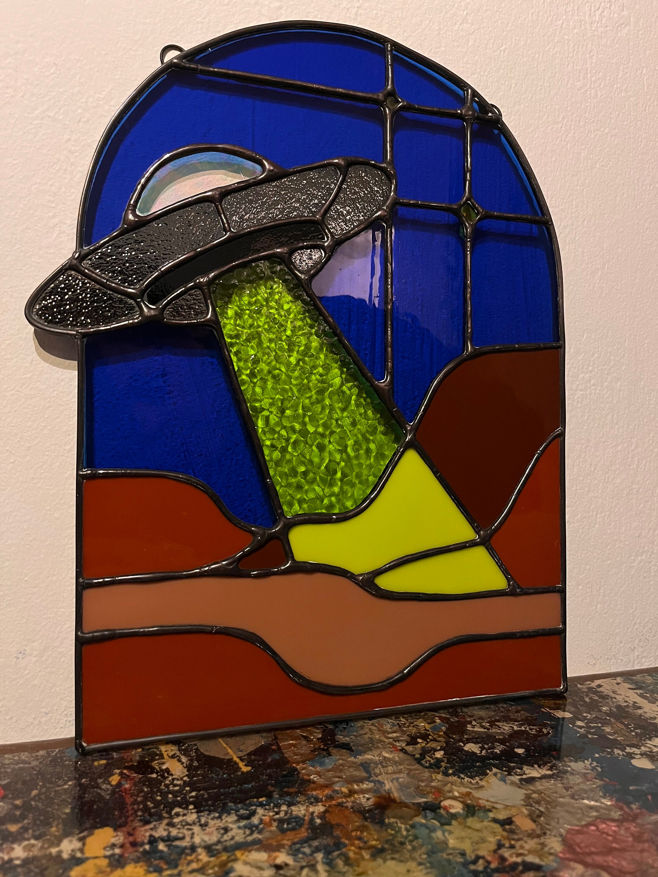 Stained Glass UFO Window Panel Suncatcher - Etsy