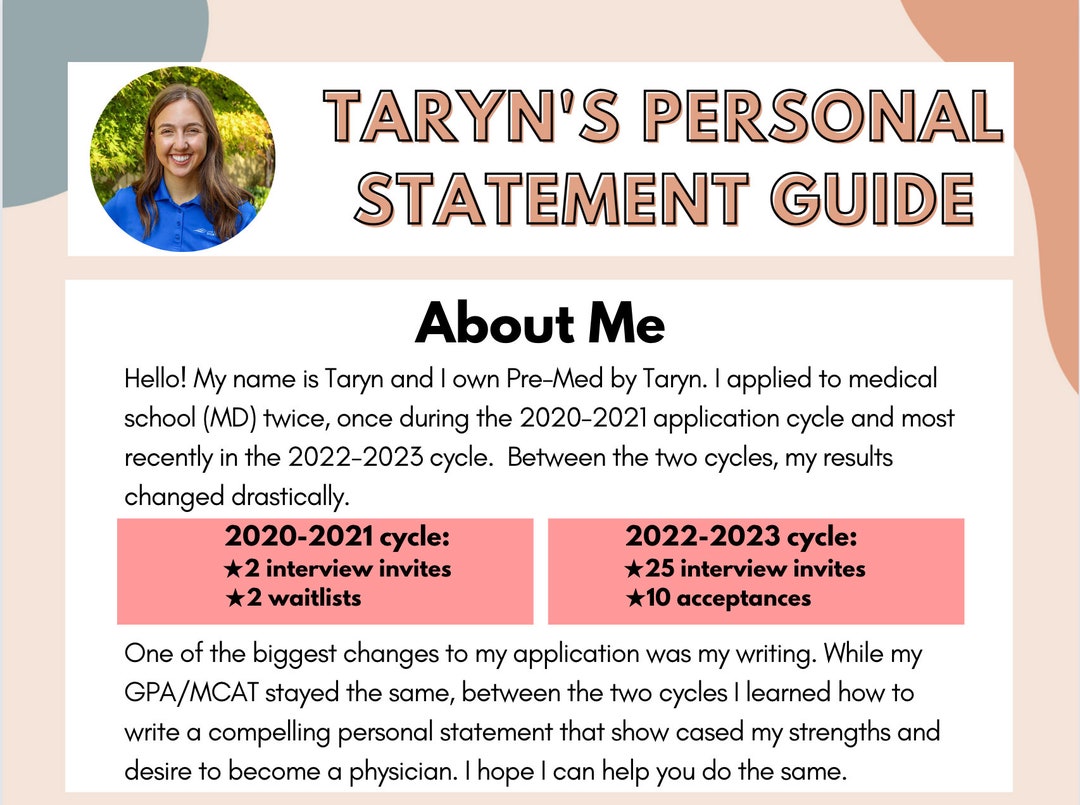 Medical School Personal Statement Writing Guide With Two Examples - Etsy