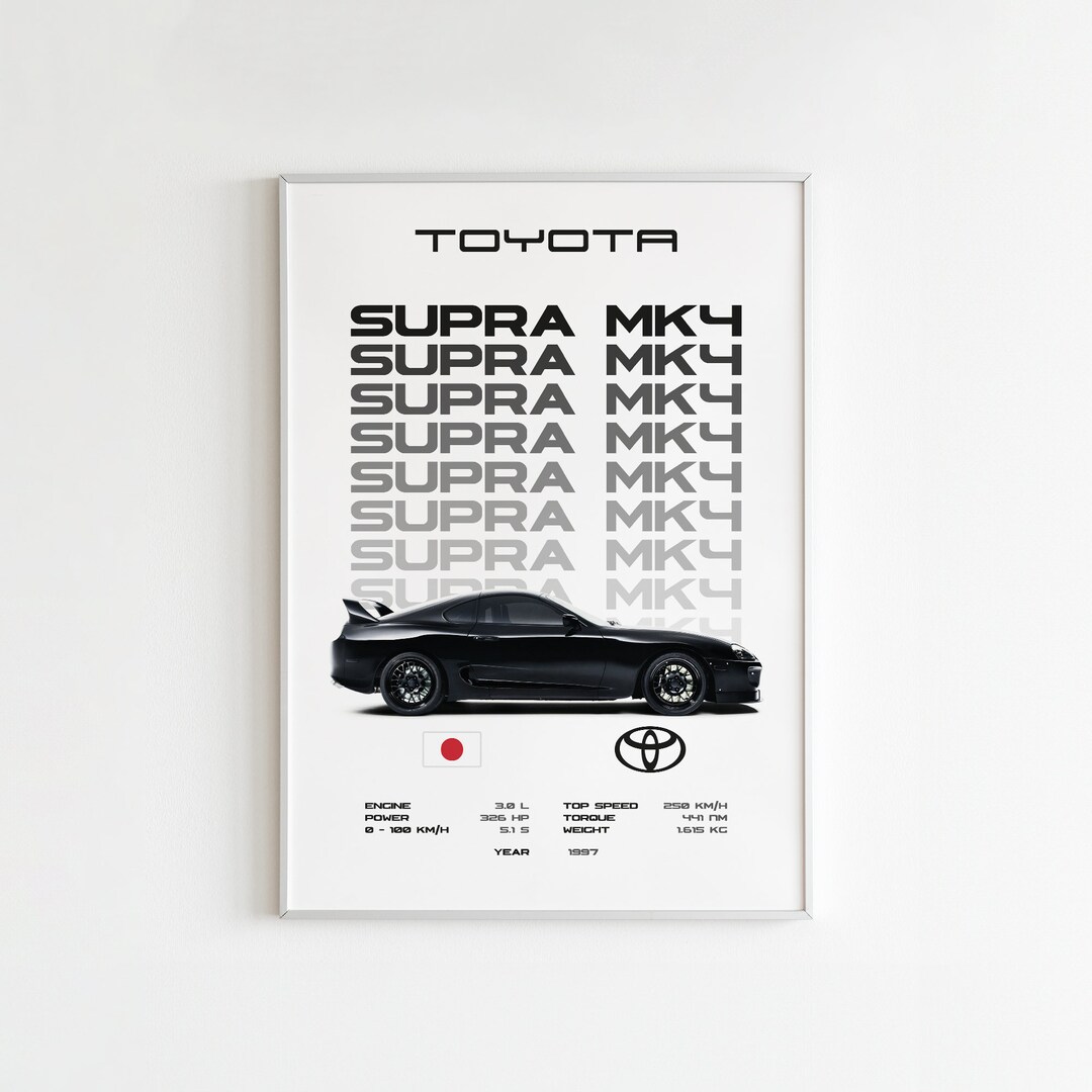 Supra MK4 Poster Digital Download Hyper Car Art Print Super Car Poster ...