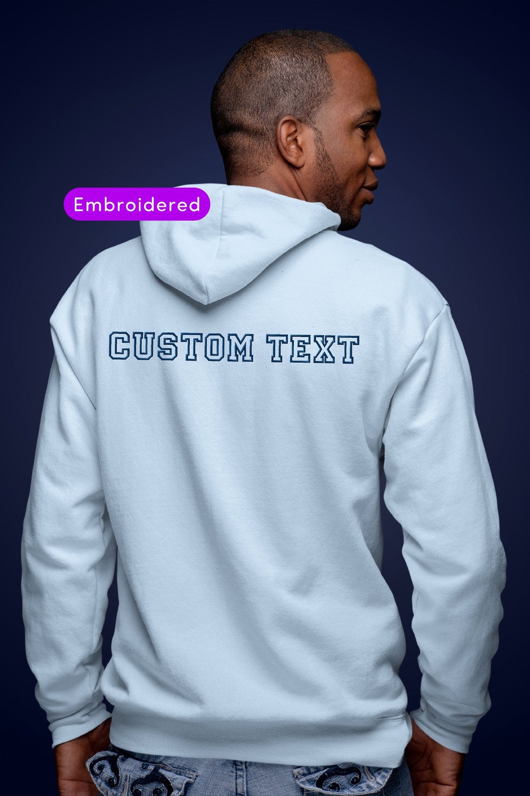 EMBROIDERED Personalized Custom Text Backside Print Full Zip - Etsy