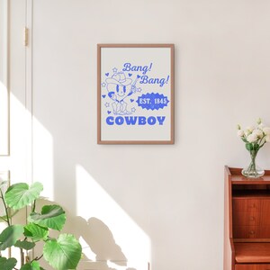 Cowboy Blue Cartoon Poster, Vintage Western Wall Art, Retro ...