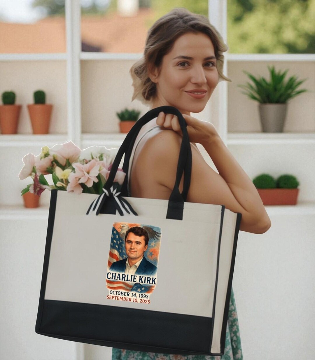 Charlie Kirk Portrait Tote Bag, Political Supporter Gift - Etsy