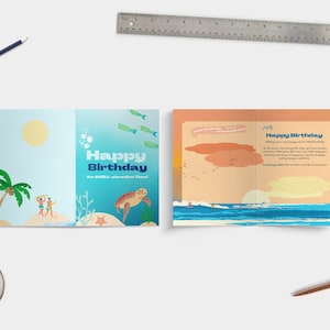 Fun Printable Birthday Card (ocean, Sea, Surf, Turtle, Beach, Board ...