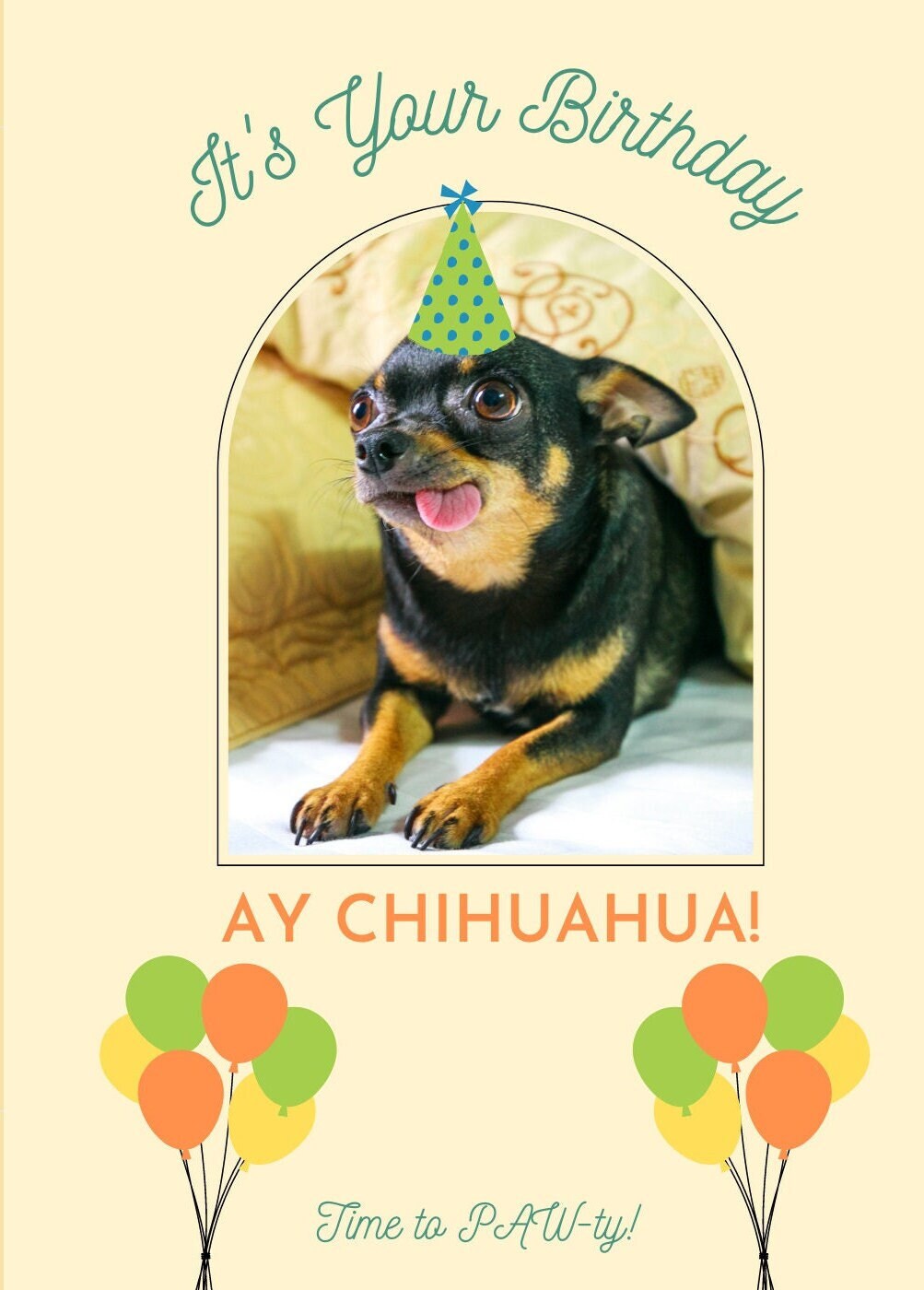 Silly Chihuahua Birthday Card Digital Print (pet Owner, Dog Lovers ...