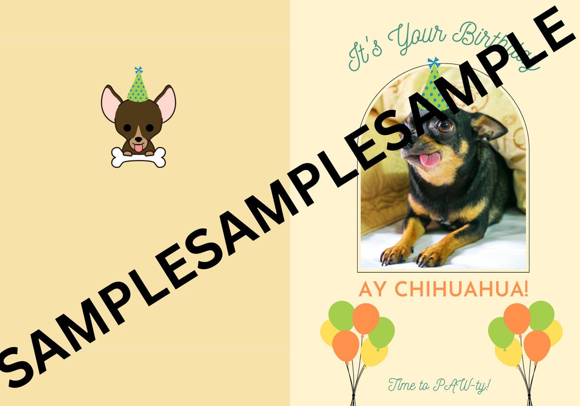 Silly Chihuahua Birthday Card Digital Print (pet Owner, Dog Lovers ...