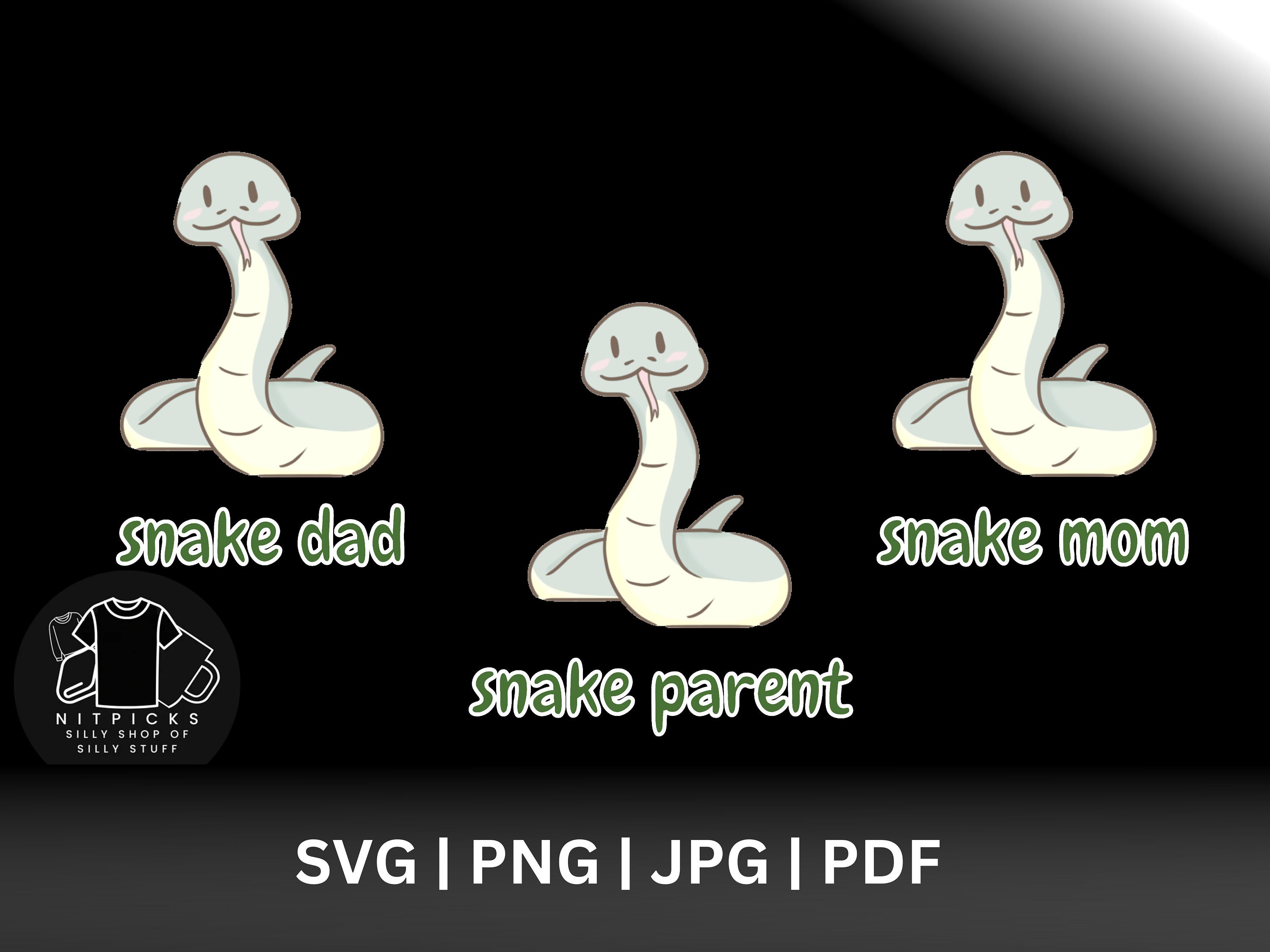 Snake Mom SVG, Snake Dad Svg, Kawaii Snake SVG, Snake Silhouette ...