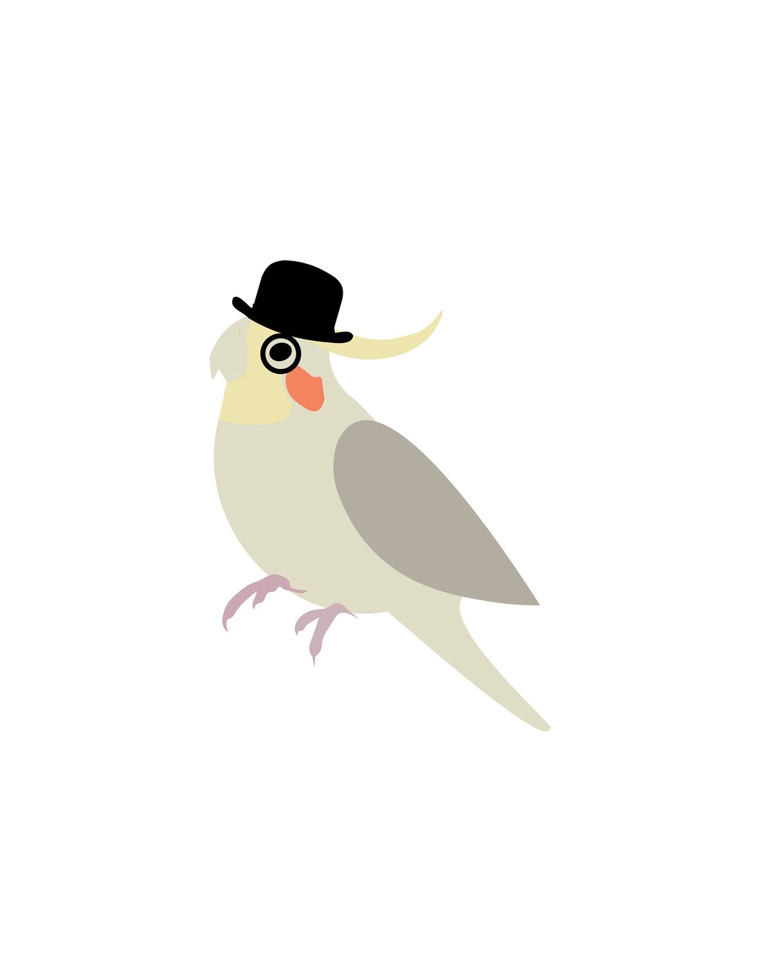 Cockatiel Clipart SVG PNG PDF JpG Parrot Monocle Hat Inspector Bird ...