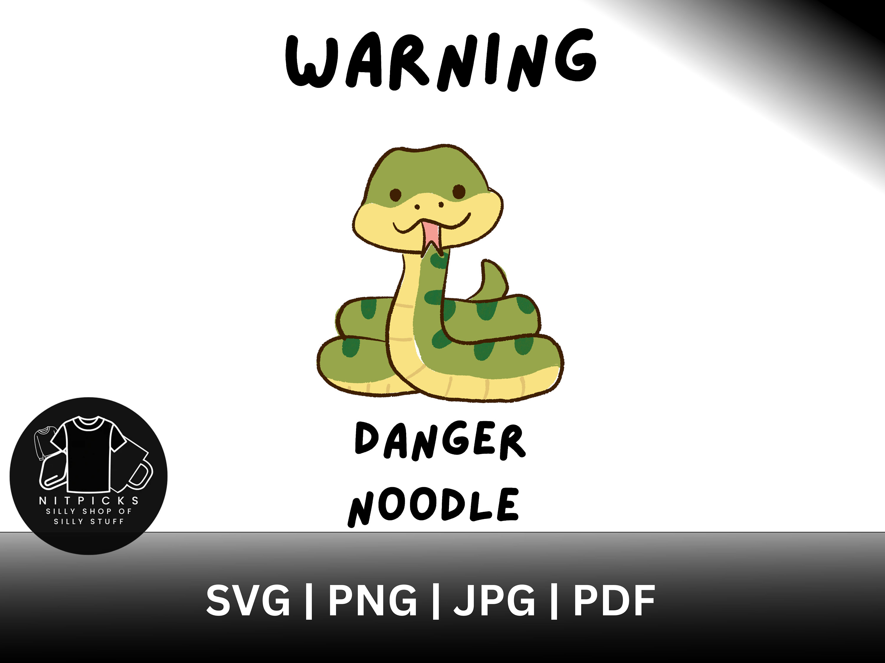 Kawaii Snake, SVG PNG PDF Jpg, Danger Noodle Cute Animal Reptile Funny ...