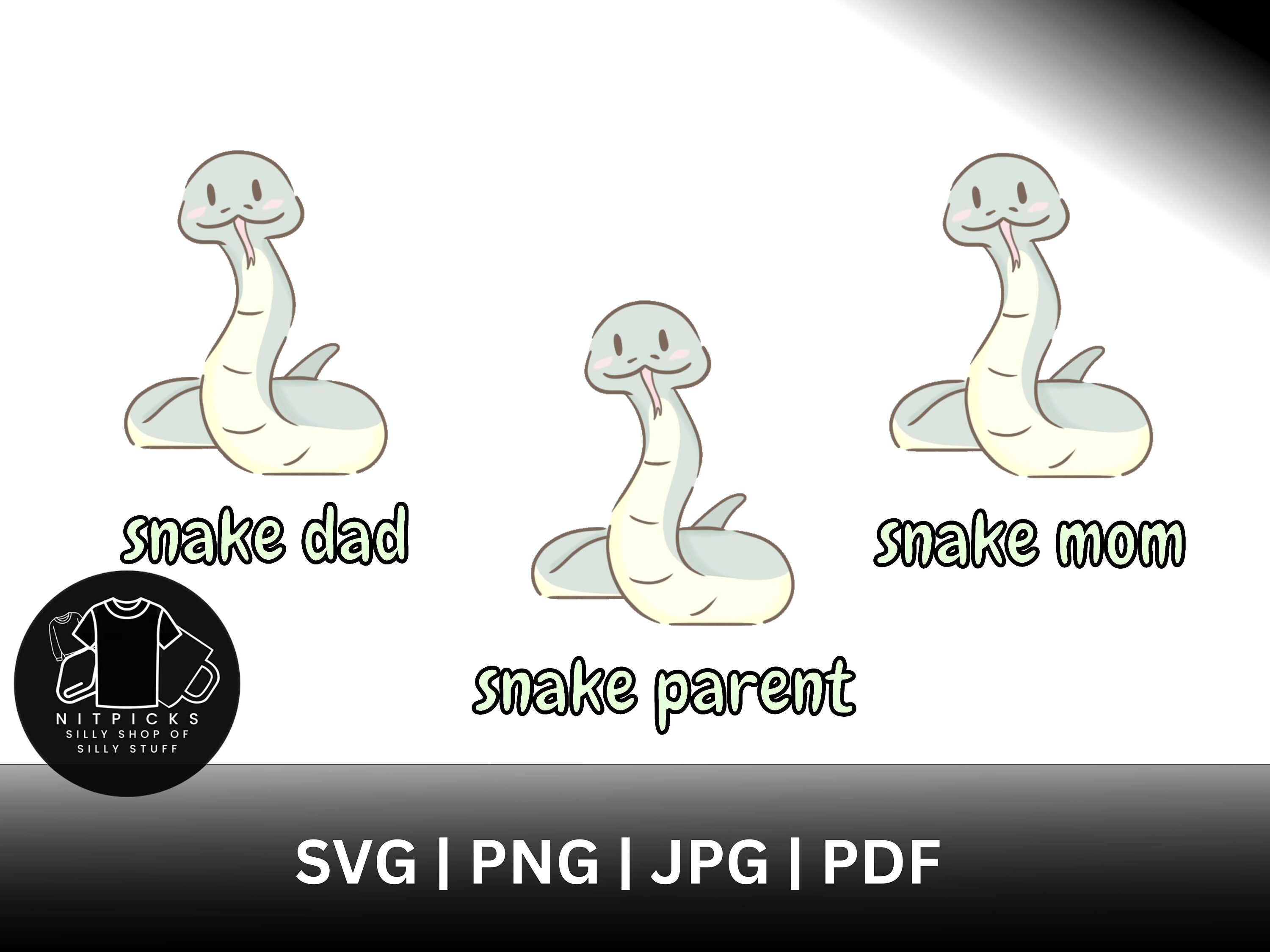 Snake Mom SVG, Snake Dad Svg, Kawaii Snake SVG, Snake Silhouette ...