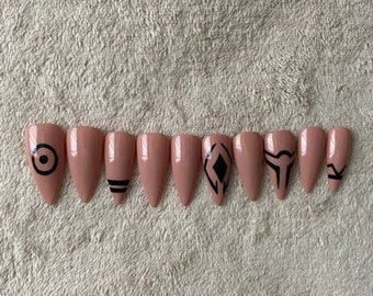 Sukuna Anime Press on Nails Anime Nails Press on Nails Stiletto Nails ...