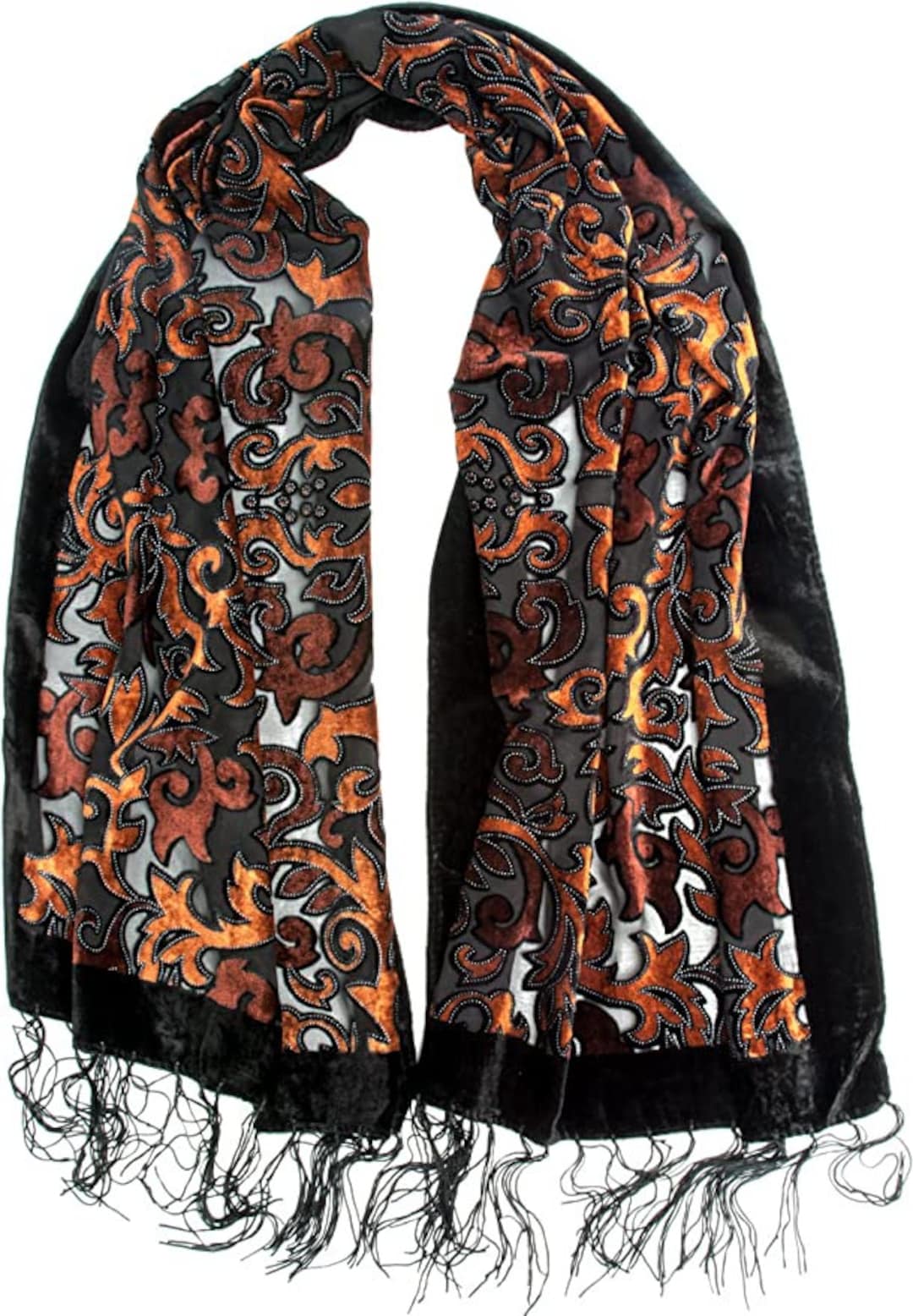 Beautiful Rusty Orange Velvet Burnout Scarf Table Runner or - Etsy