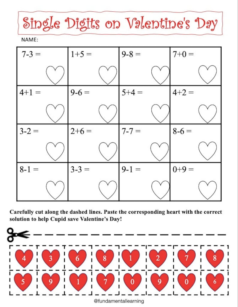 Kindergarten Valentine Worksheet, First Grade Valentines Worksheet ...