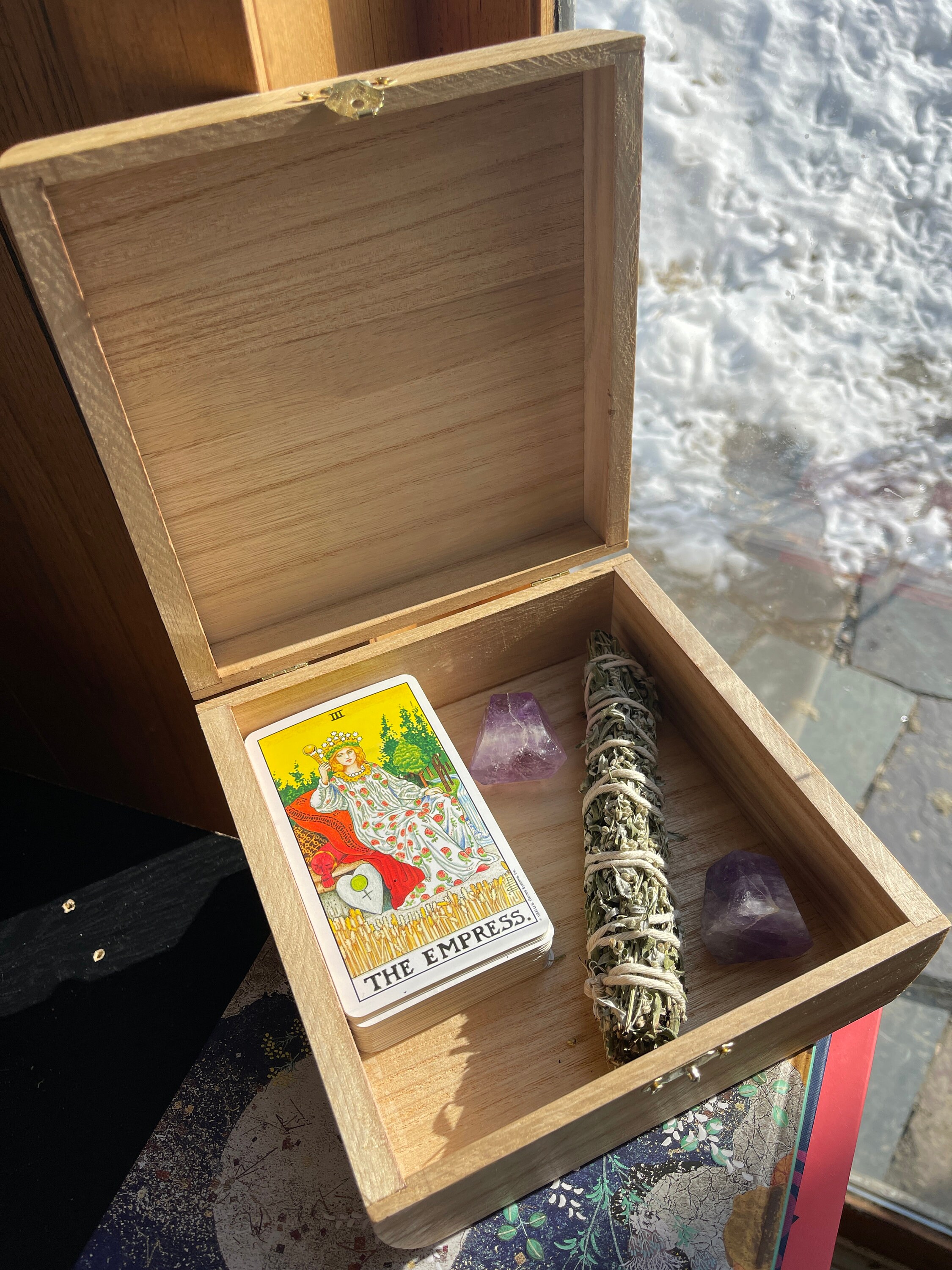 Juniper Talisman Box With Real Blue Jade Gemstones, Memory Box, Tarot ...