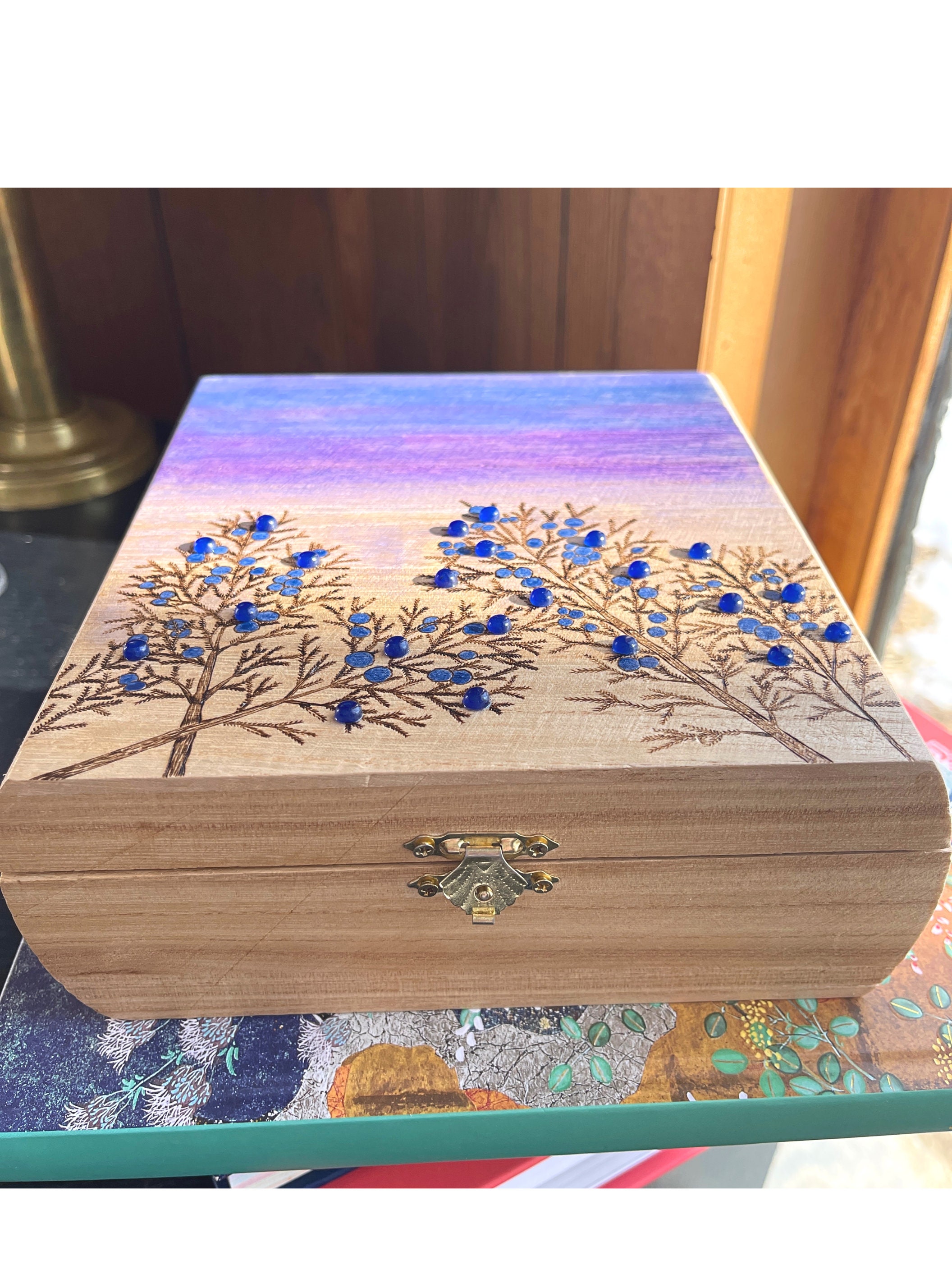 Juniper Talisman Box With Real Blue Jade Gemstones, Memory Box, Tarot ...