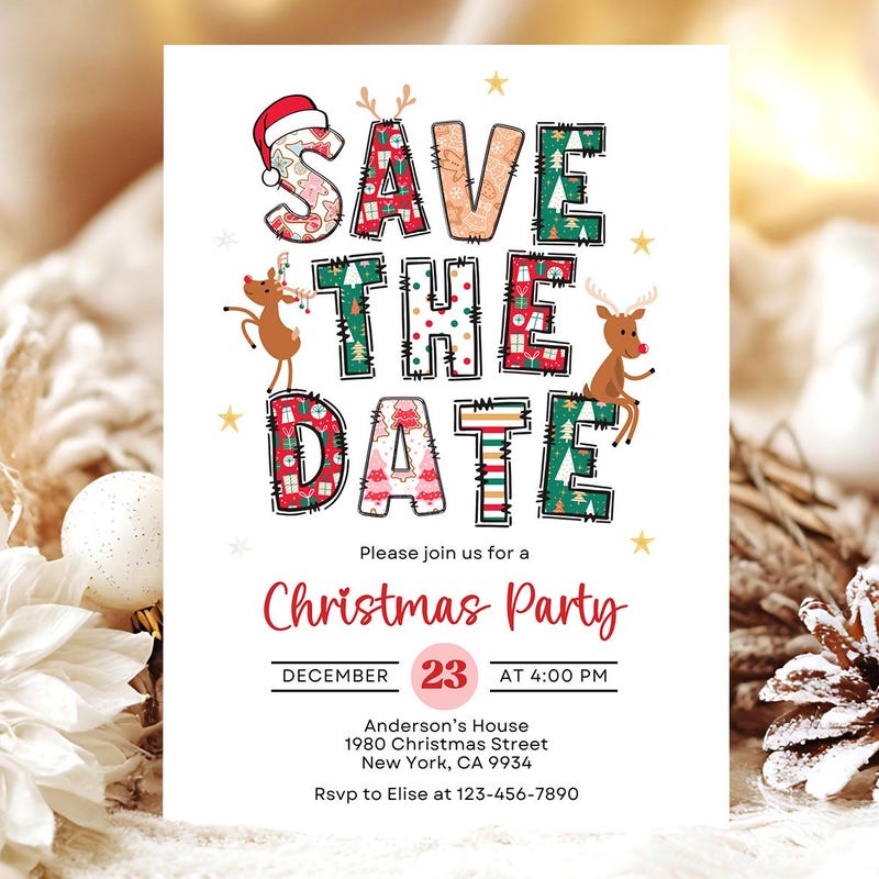 Save the Date Holiday Party Template - Etsy