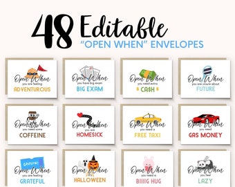 Open When Envelopes for College Students, Printable Open When Letters ...