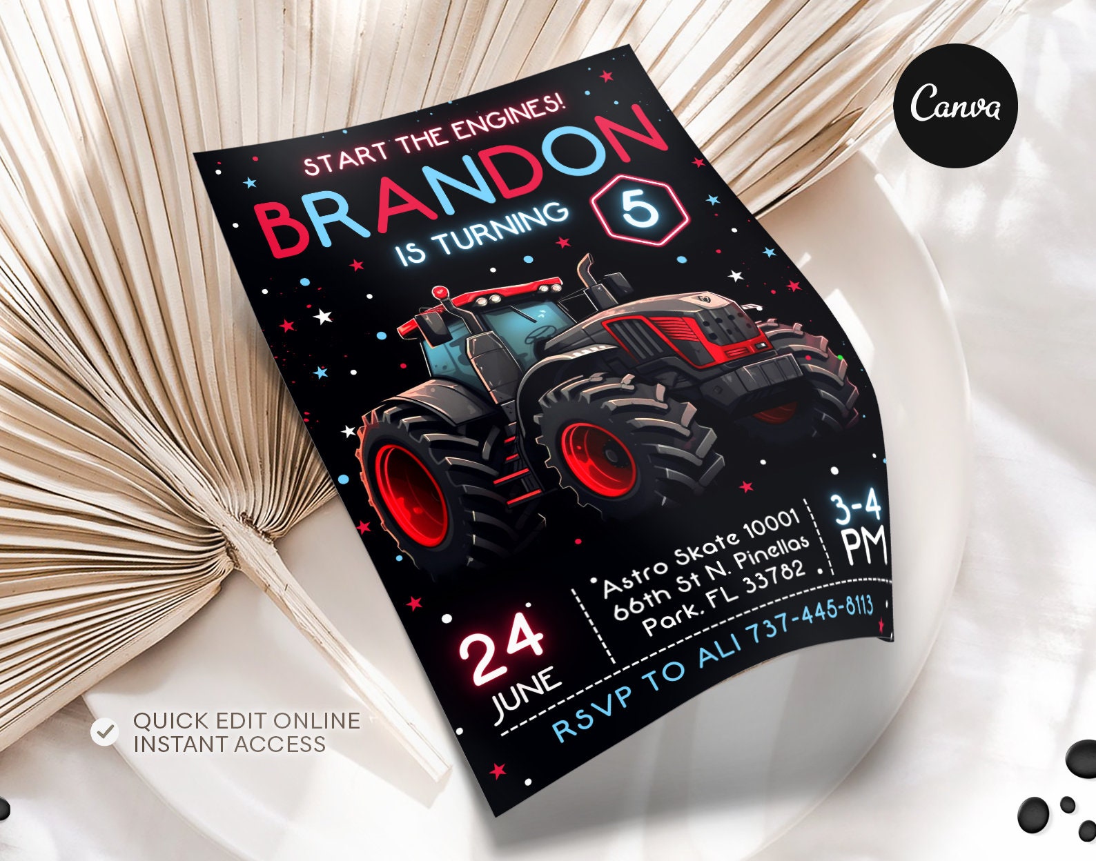 Editable Red Tractor Invitation Tractor Birthday Invitation - Etsy