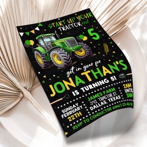 Editable Tractor Birthday Invitation, Tractor Invitation, 5x7 Editable ...
