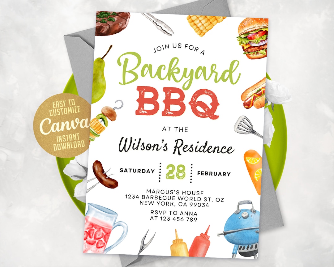 BBQ Party Invitation, Pool Party Invitation, Summer Pool Party Invite ...