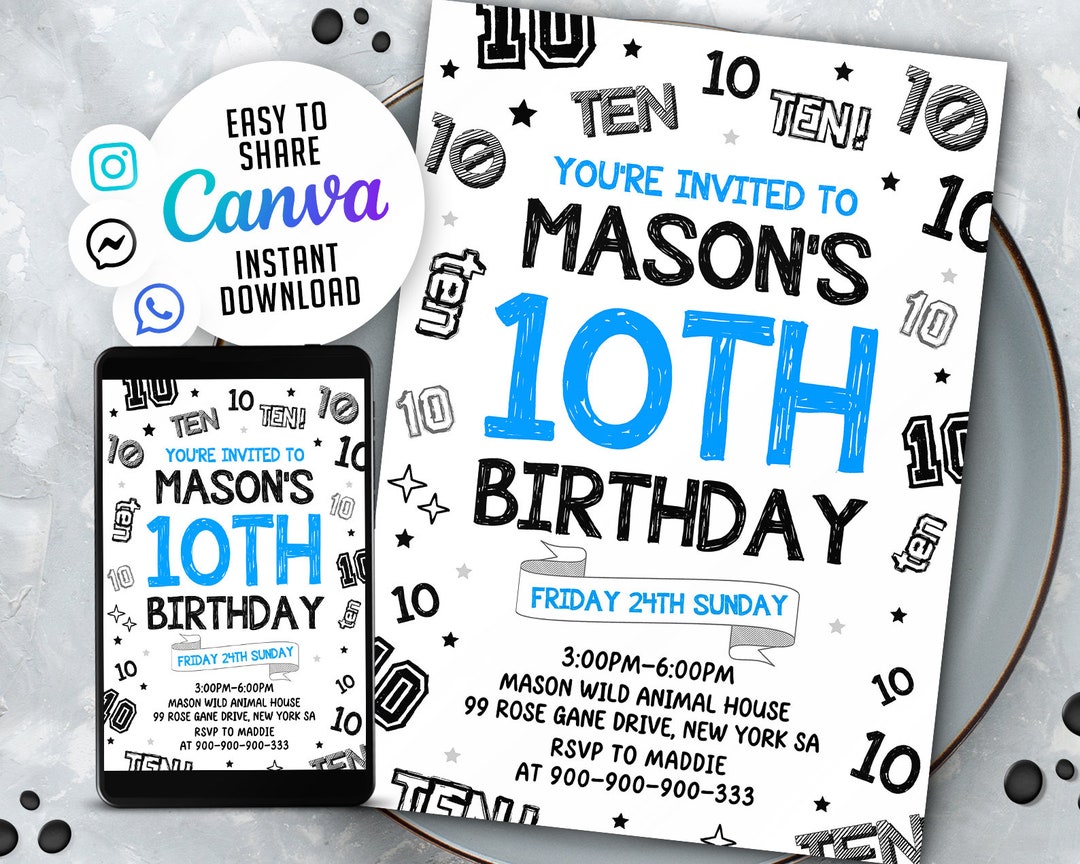 Boy Birthday Invitation, Boy Birthday Invites, Instant Download Boy ...