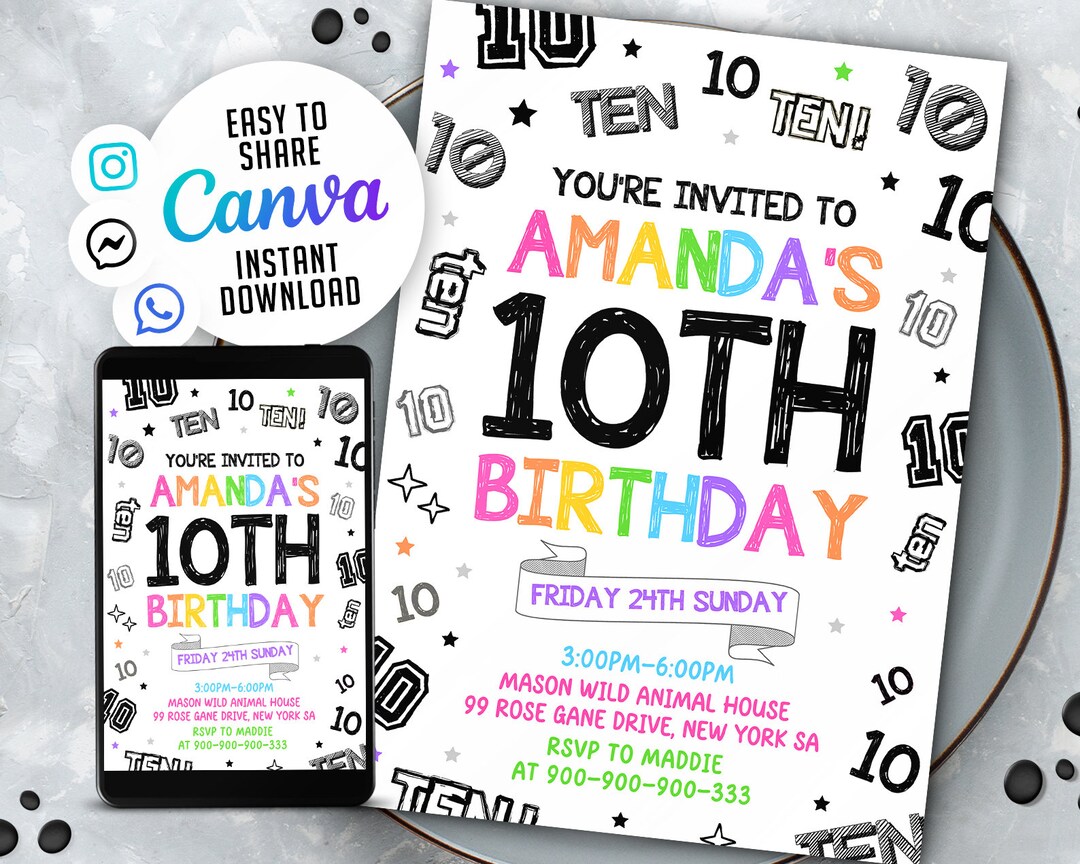 Girl Birthday Invitation, Girl Birthday Invites, Instant Download Girl ...