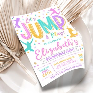 Editable Jump Birthday Party Invitation Tie Dye Jump Birthday Party ...