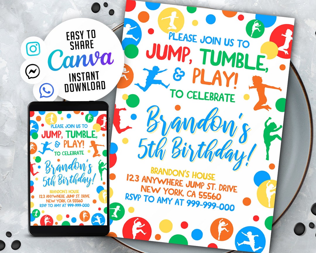 Gym Birthday Invitations, Gymnastic Invitation, Boy Gym Party ...