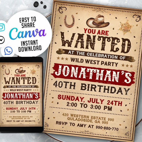 Western Invitation - Etsy