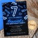 7th Neon Birthday Invitation, Boy Birthday Invitation, 5x7 Editable ...