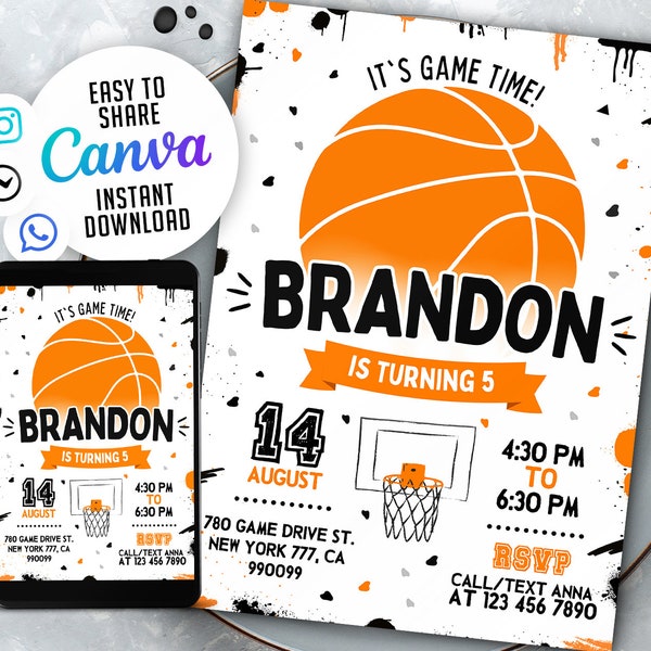 Basketball Birthday Invitations - Etsy