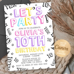 Birthday Invitations for Girls - Etsy