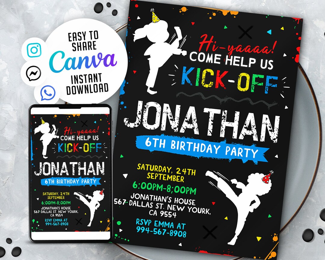 Karate Birthday Invitation, Ninja Birthday Invitation. Karate Party ...