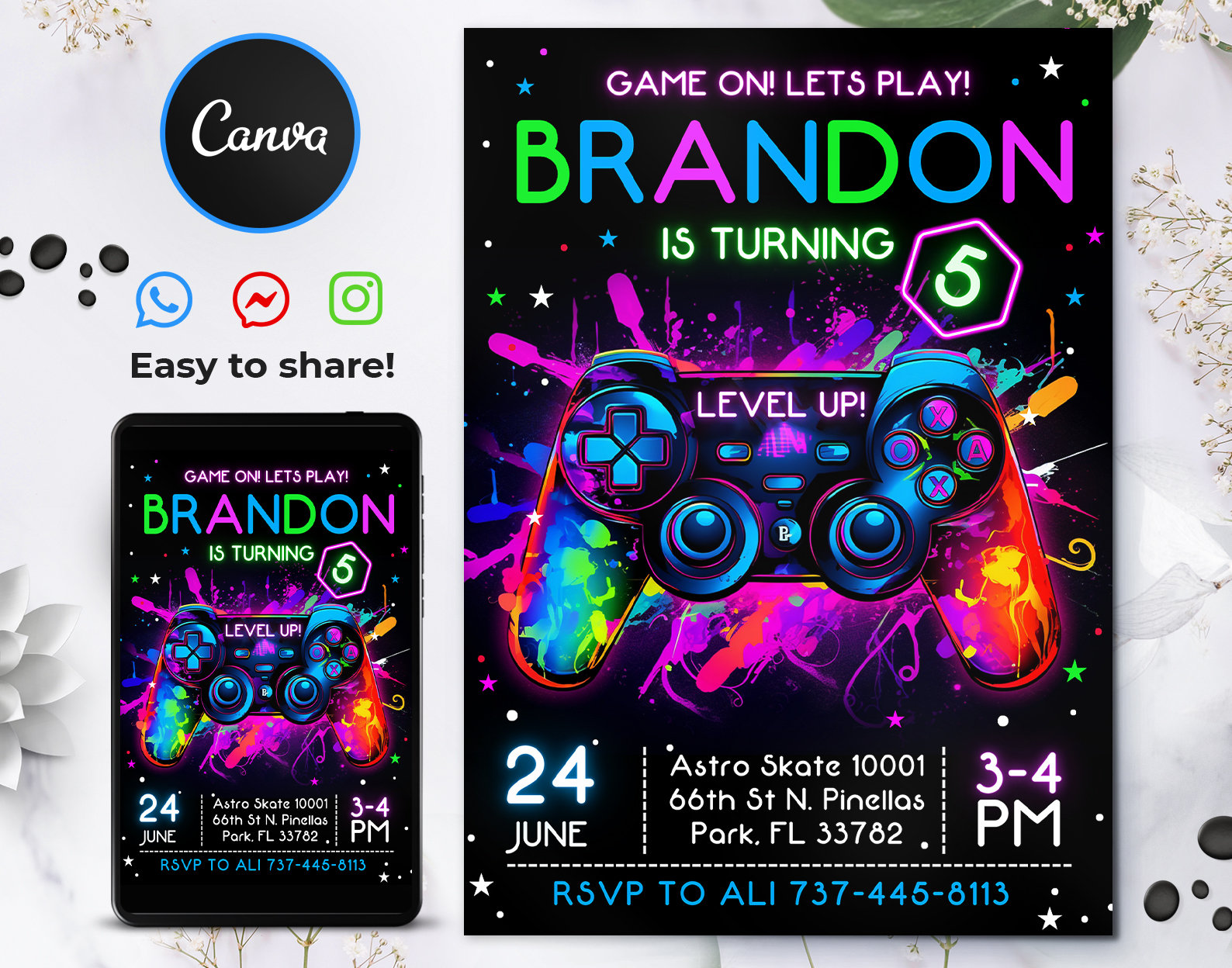 Editable Gaming Birthday Invitation Gamer Invitation 5x7 - Etsy Australia