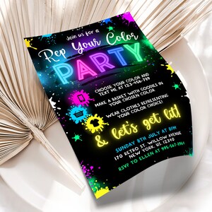 Color Party Invitation, Rep Your Color Party, Colour Splash Party ...
